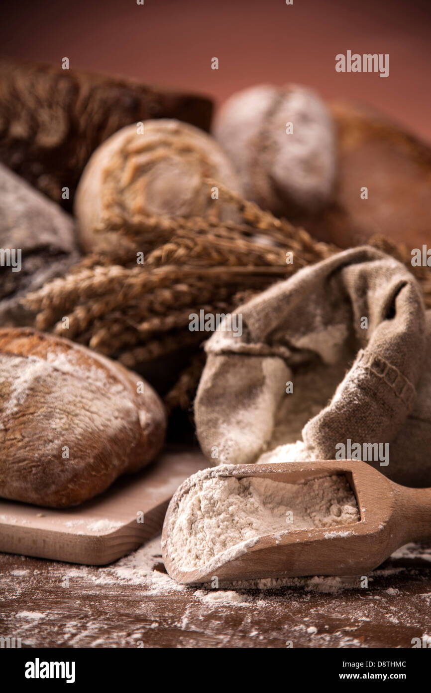The traditional set of bread, rolls and other ingredients Stock Photo ...