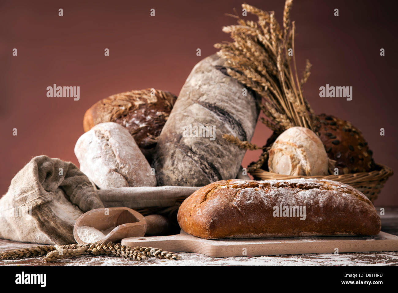 The traditional set of bread, rolls and other ingredients Stock Photo ...