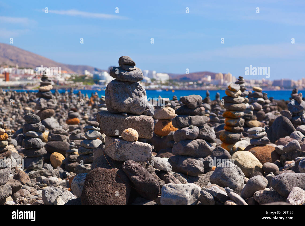 Stack of stones on beach Stock Photo - Alamy