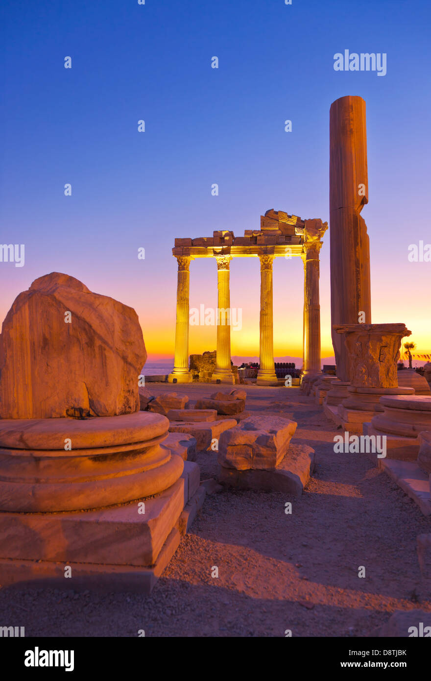 Old ruins in Side, Turkey at sunset Stock Photo - Alamy