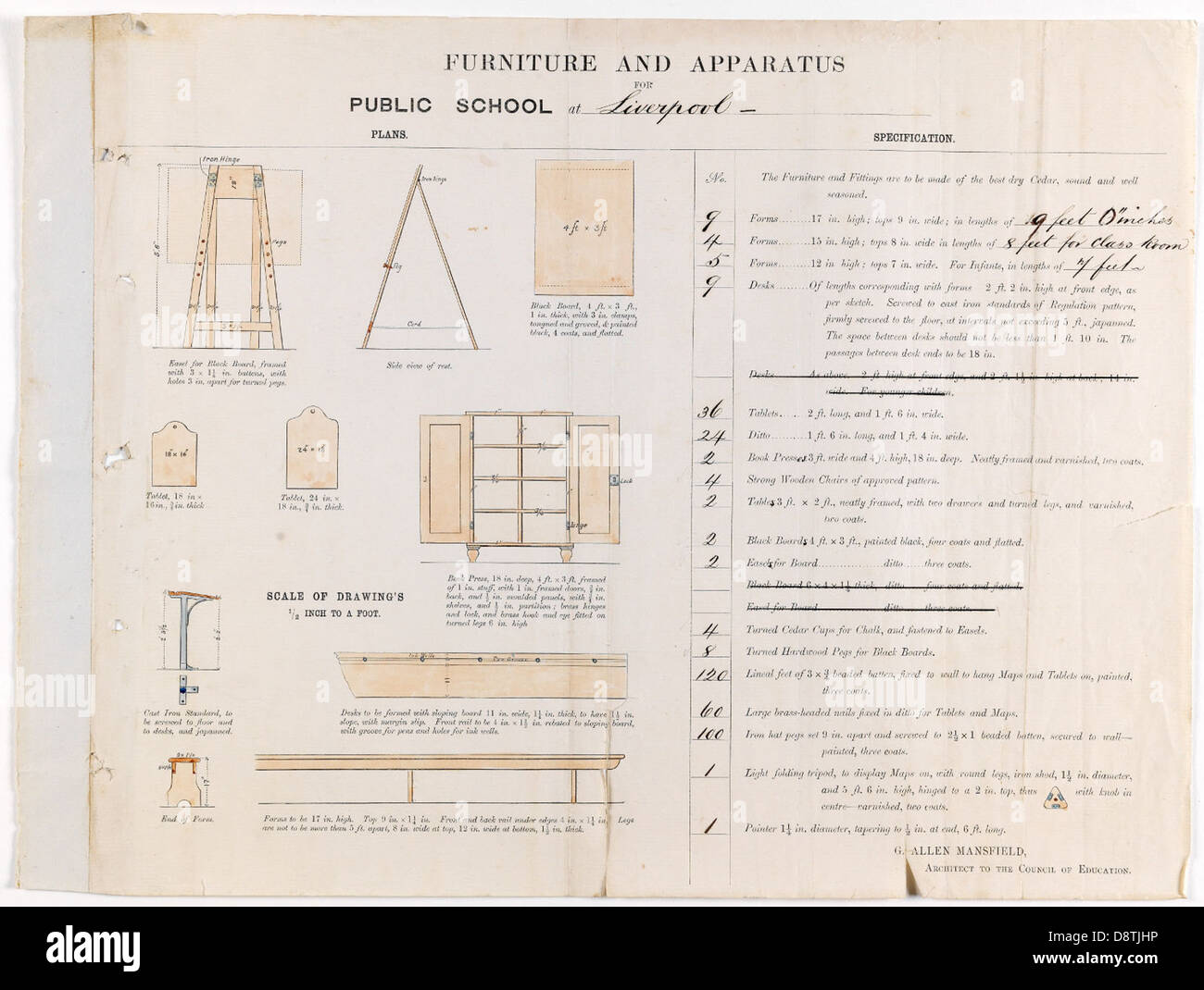 This historical blueprint depicts the design of the Liverpool Public ...
