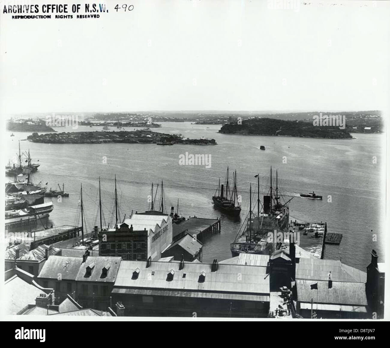 This panoramic black-and-white photograph captures the view from Walsh ...