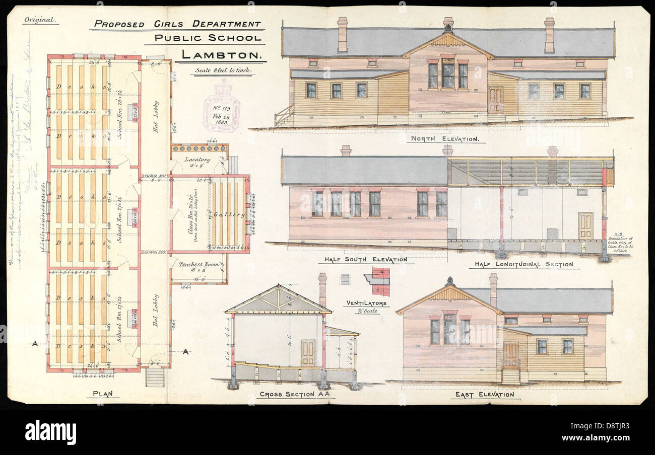 Plan of Lambton Public School, 1889 Stock Photo - Alamy