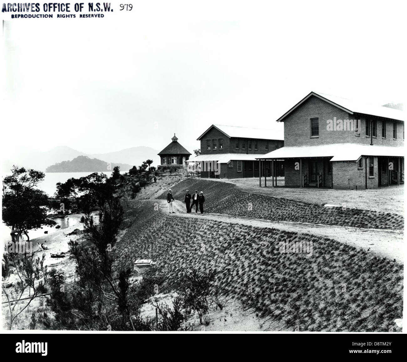 This 1904 photograph shows buildings on Peat Island, located in the ...