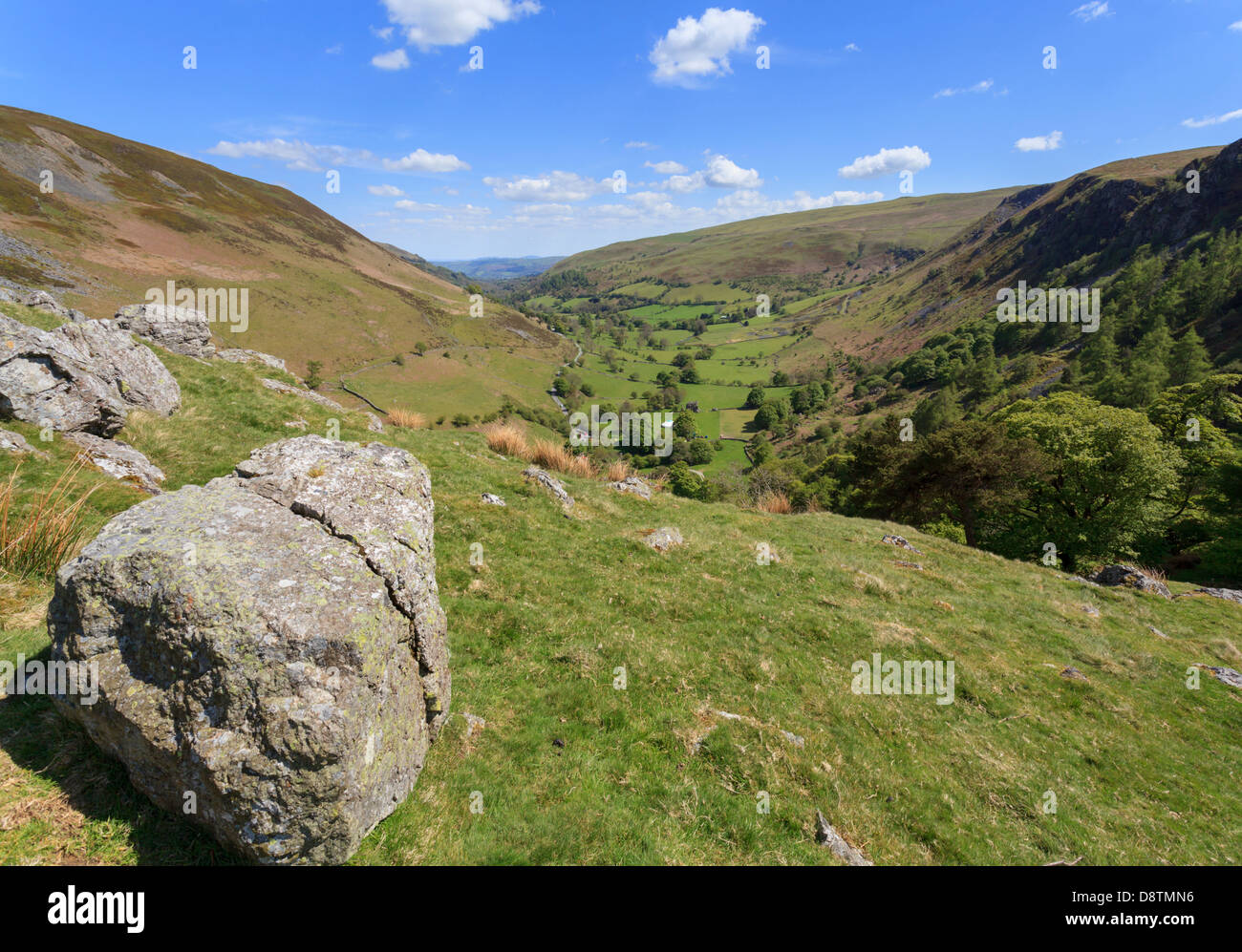 Looking down the Pistyll Rhaeadr Valley (Cwm Blowty Stock Photo - Alamy