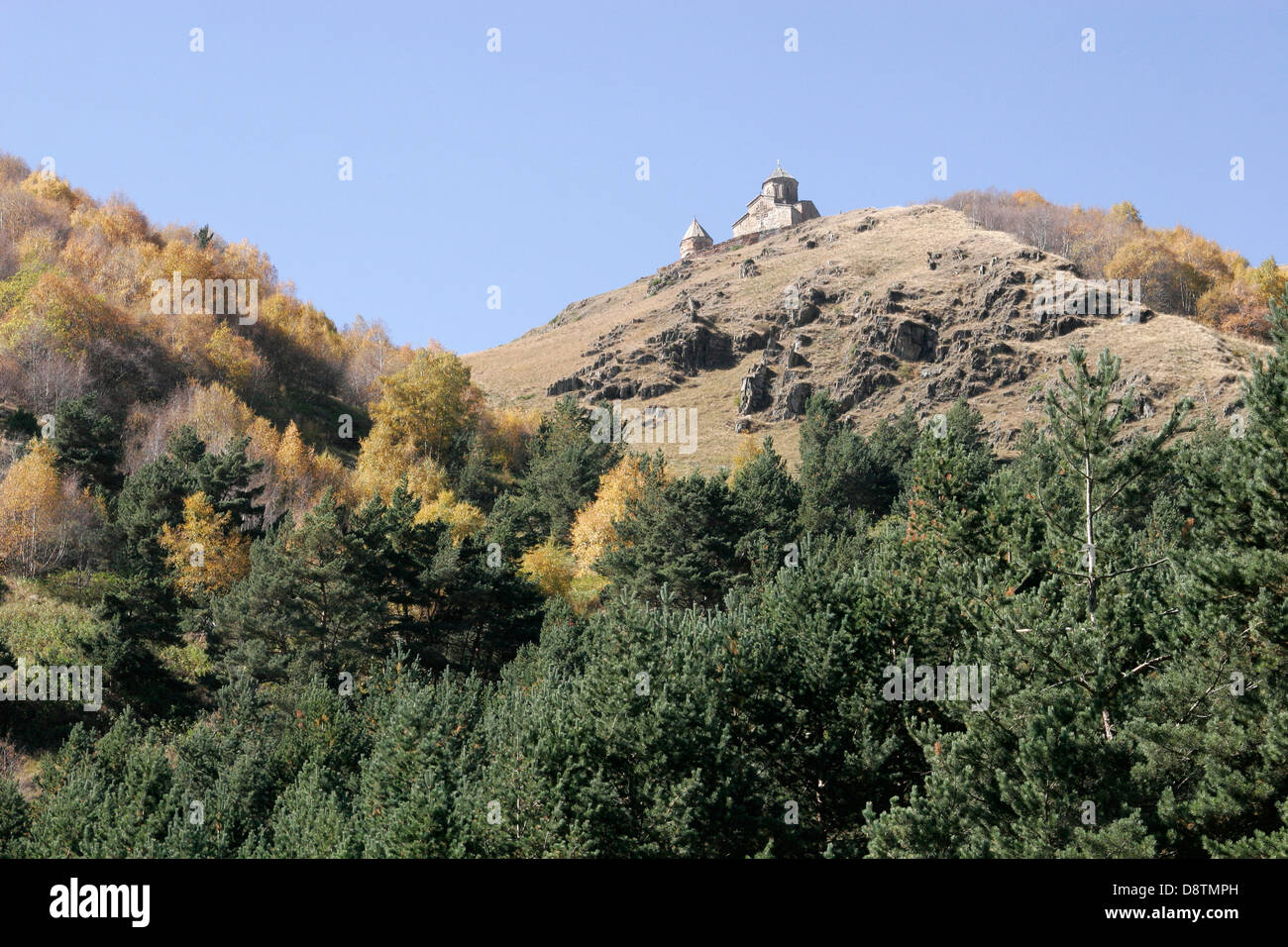Tsminda Sameba Church (Holy Trinity Church) above Kazbegi, Georgia ...