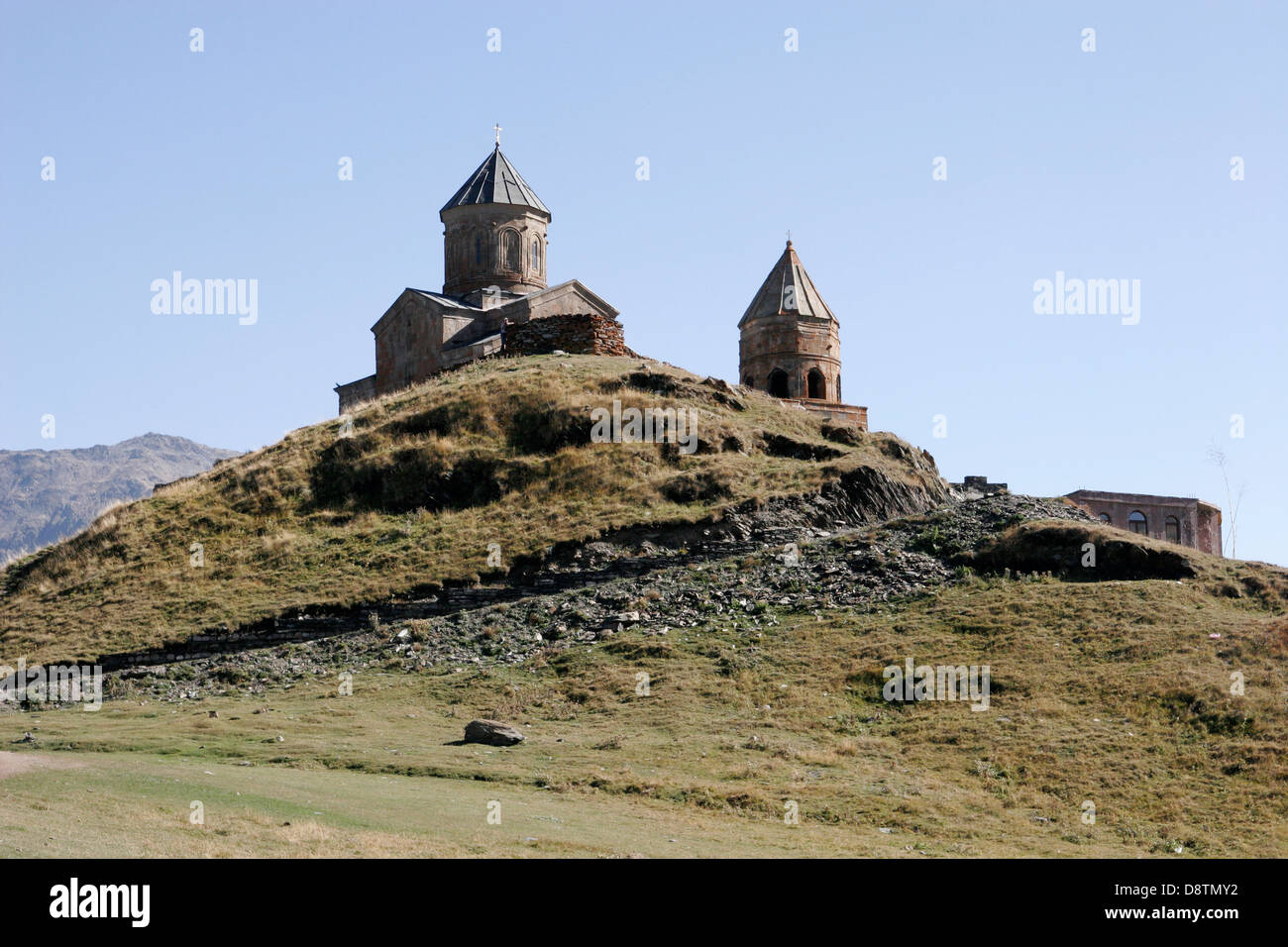 Tsminda Sameba Church (Holy Trinity Church) above Kazbegi, Georgia ...