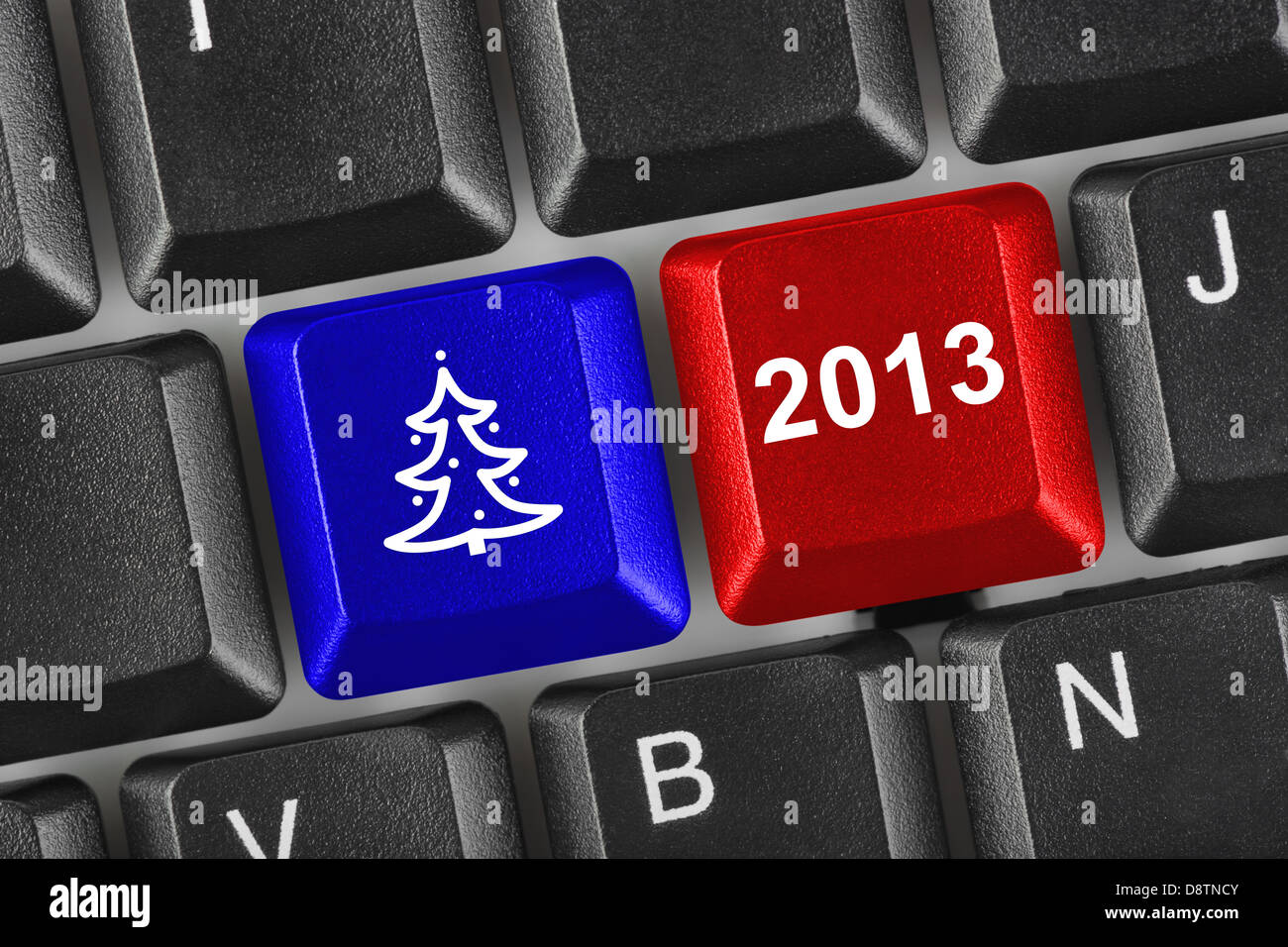 Computer keyboard with Christmas keys Stock Photo - Alamy