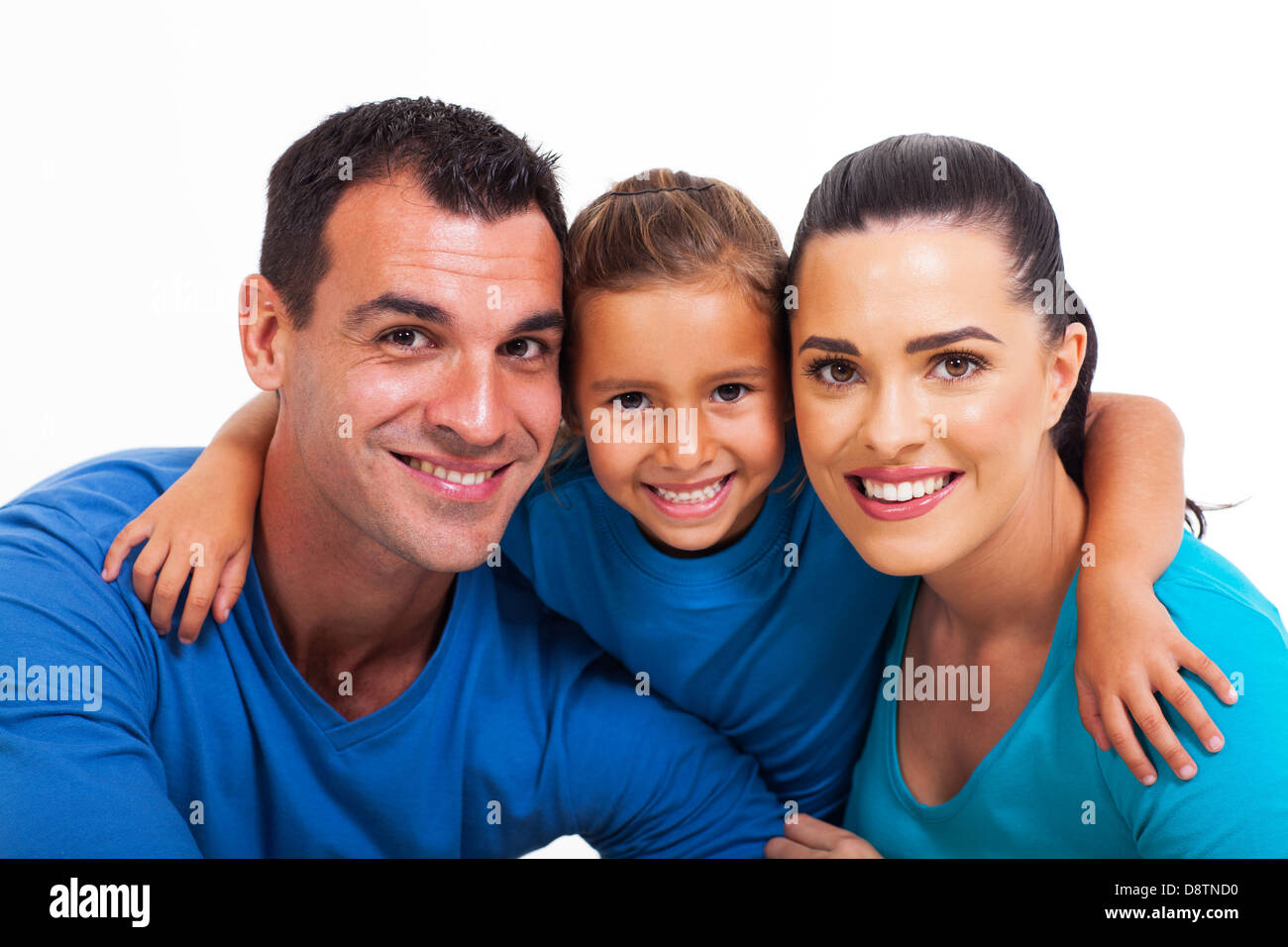 close up portrait of happy family on white background Stock Photo - Alamy