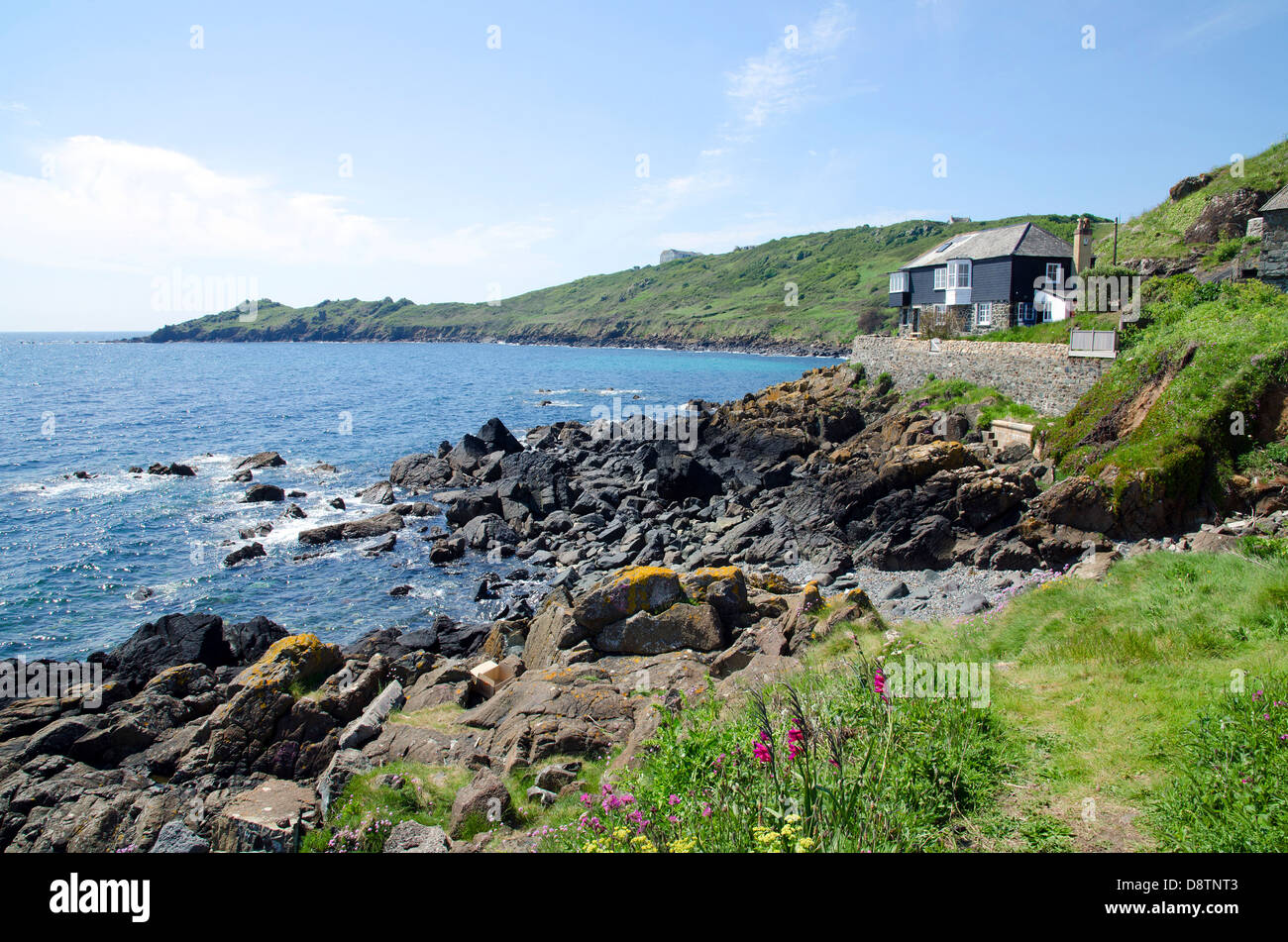 Looking towards Chynalls Point from Coverack in Cornwall, UK Stock ...