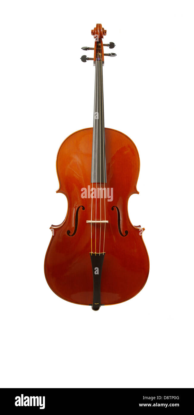Musical instrument, Cello, photographed against a white background ...