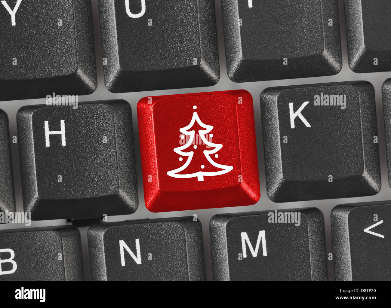 Computer keyboard with Christmas tree key Stock Photo - Alamy