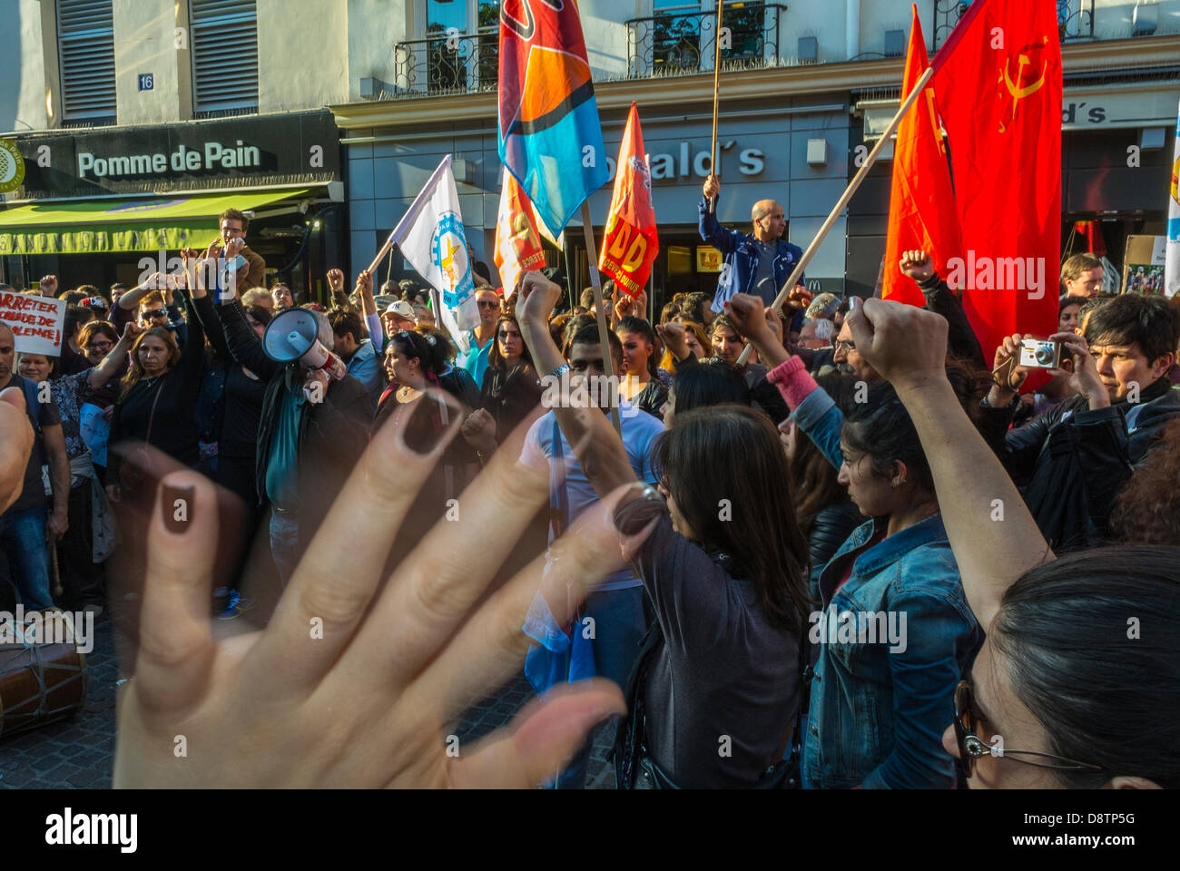 Paris, France. Turkish People Protesting Against Turkish Government ...