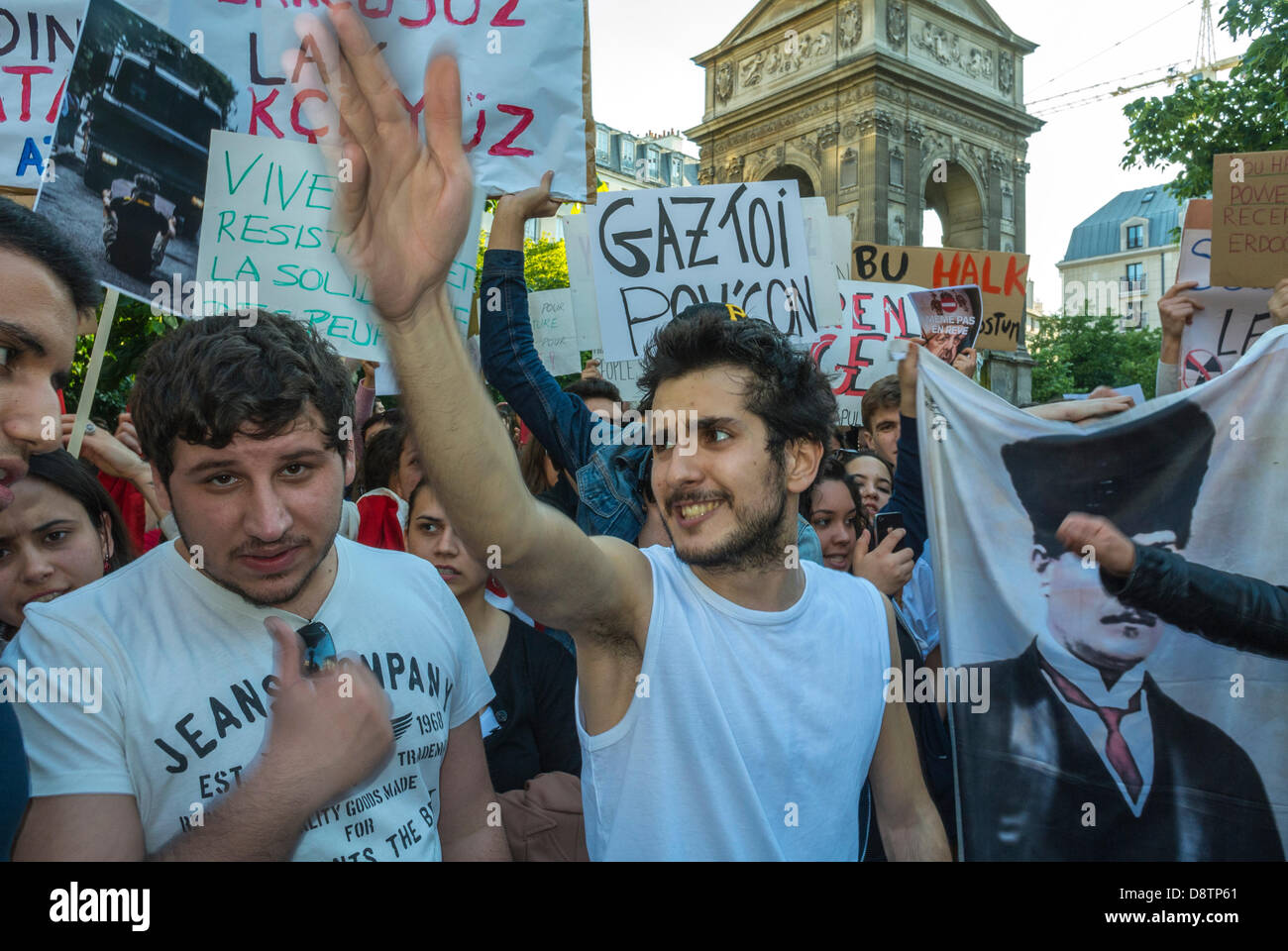 Paris, France. Turkish People Protesting Against Turkish Government ...