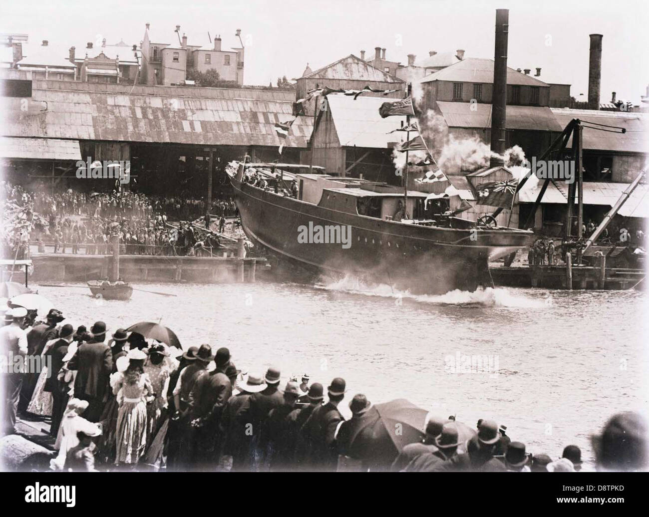 The launch of the ship 'Captain Cook' in 1892 at Mort’s Dock, Sydney ...