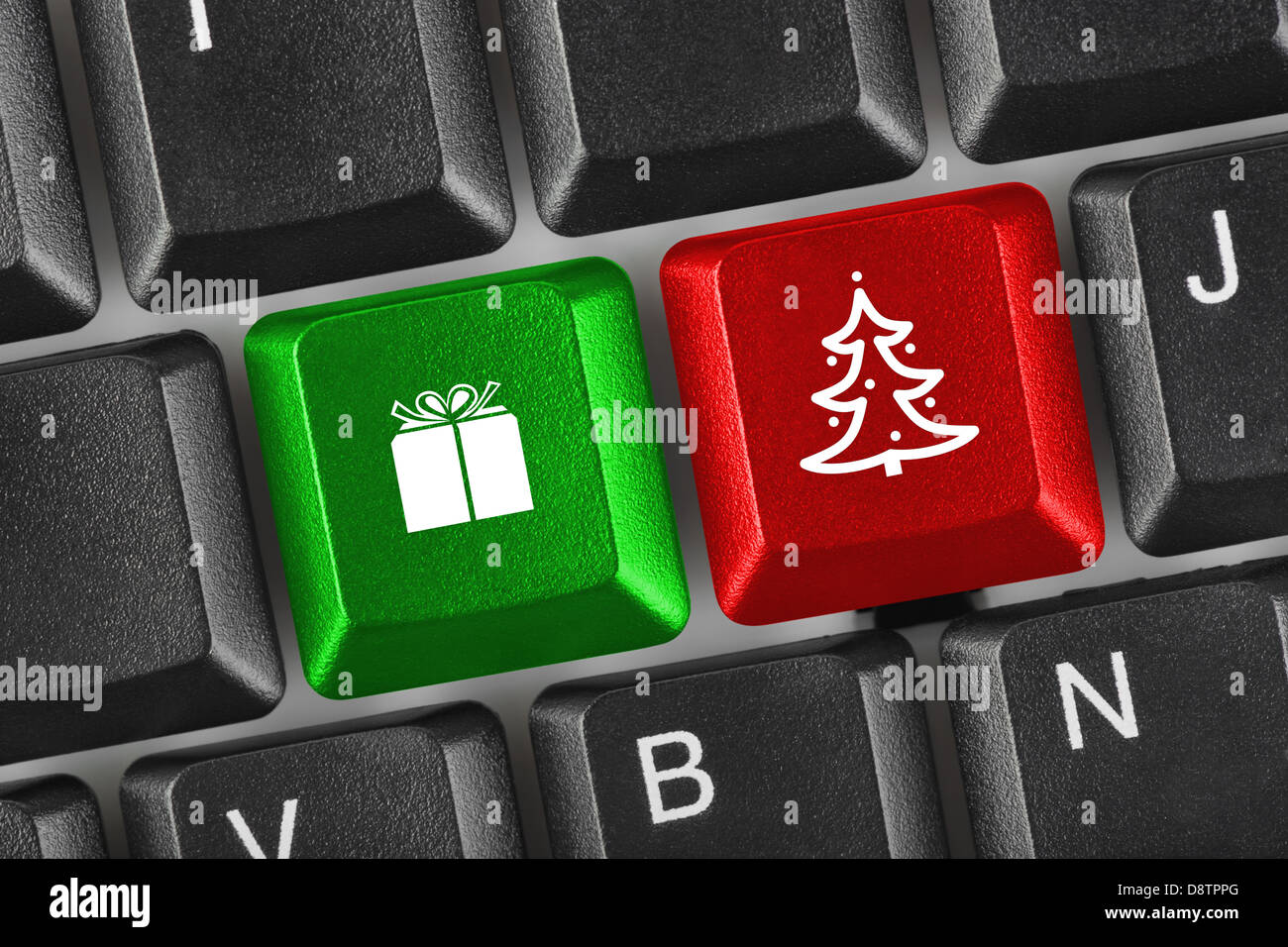 Computer keyboard with Christmas keys Stock Photo - Alamy
