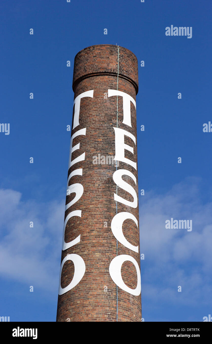 Chimney sporting a Tesco sign Stock Photo - Alamy