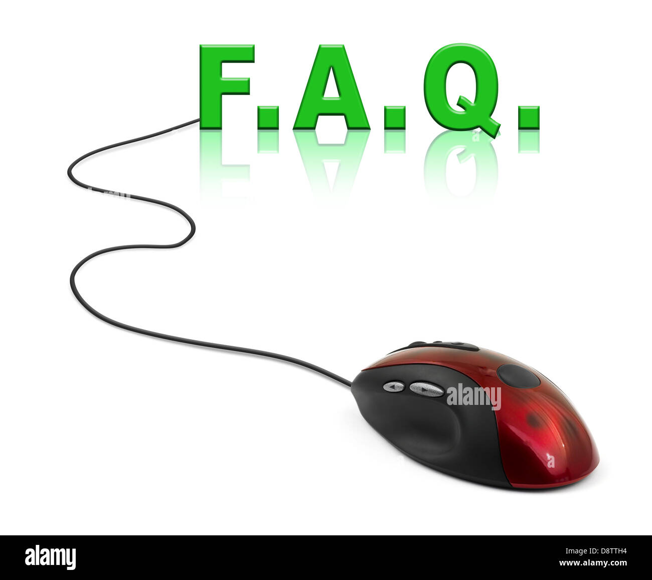 Computer mouse and word FAQ Stock Photo - Alamy