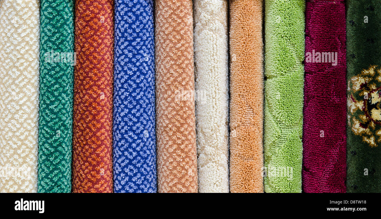 floor thickset carpet samples Stock Photo - Alamy