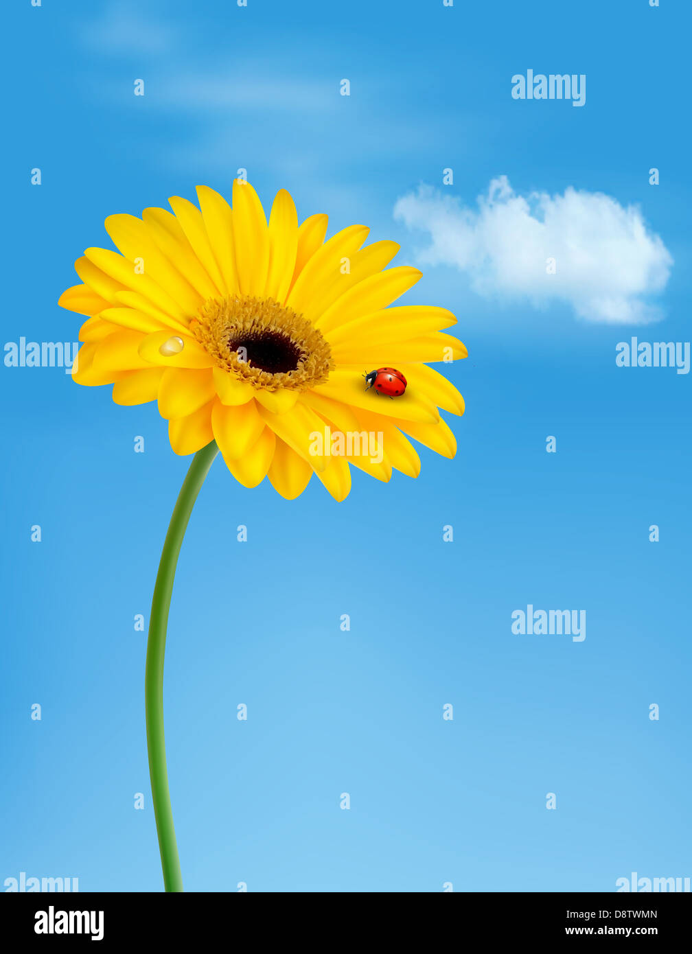 Summer nature background with ladybug on yellow flower. Vector Stock ...