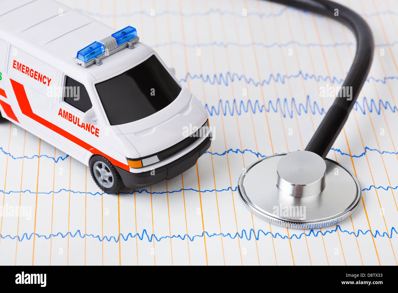 Stethoscope and ambulance car on ecg Stock Photo - Alamy