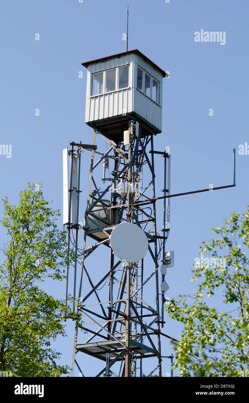 watchtower with antennas Stock Photo - Alamy