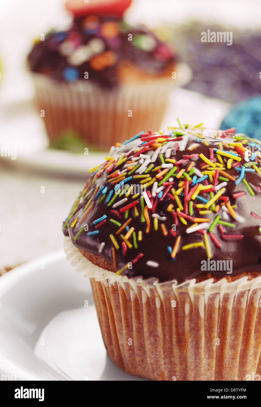 Two homemade chocolate muffins hi-res stock photography and images - Alamy