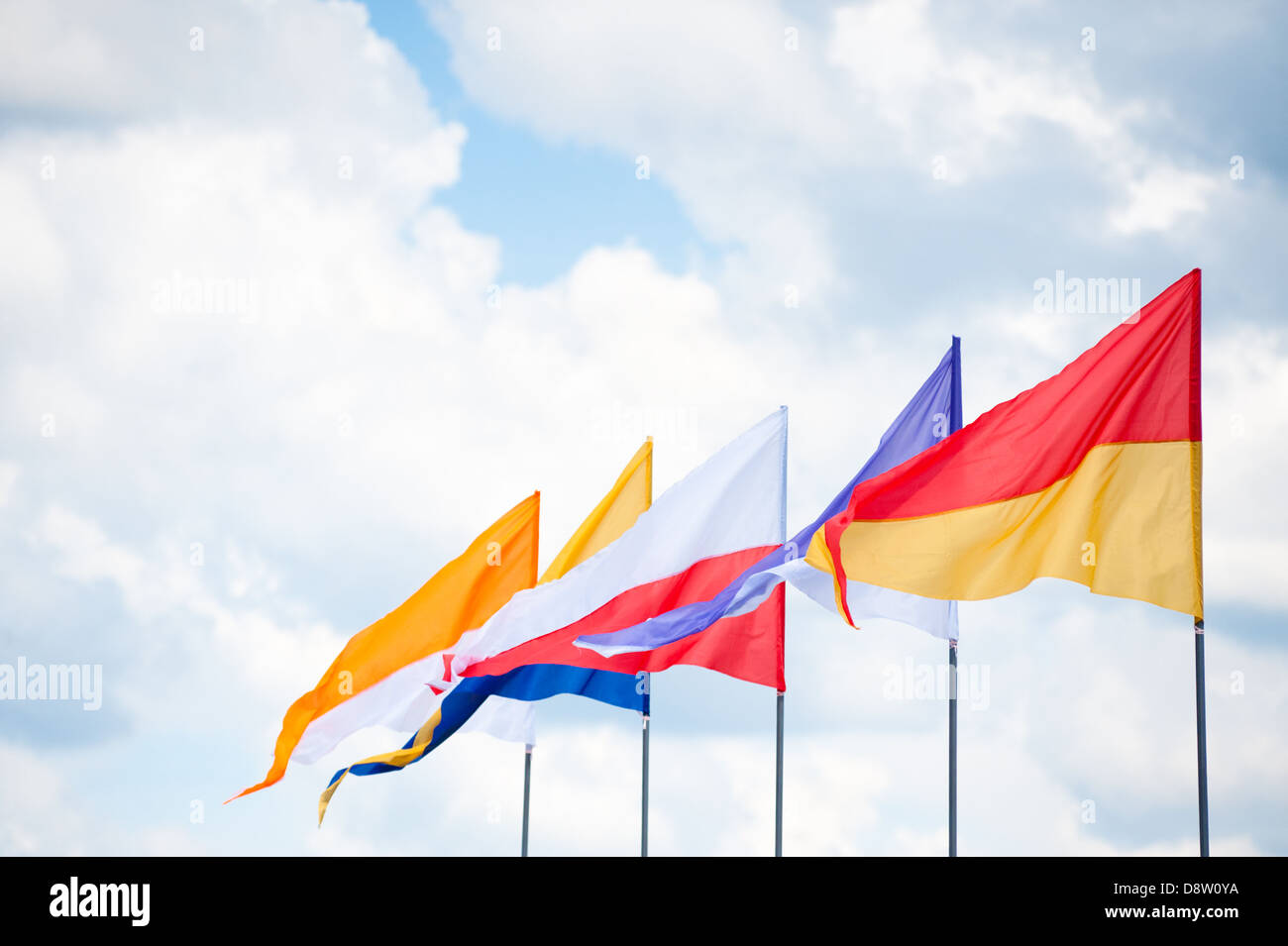 triangular flags in wind Stock Photo - Alamy