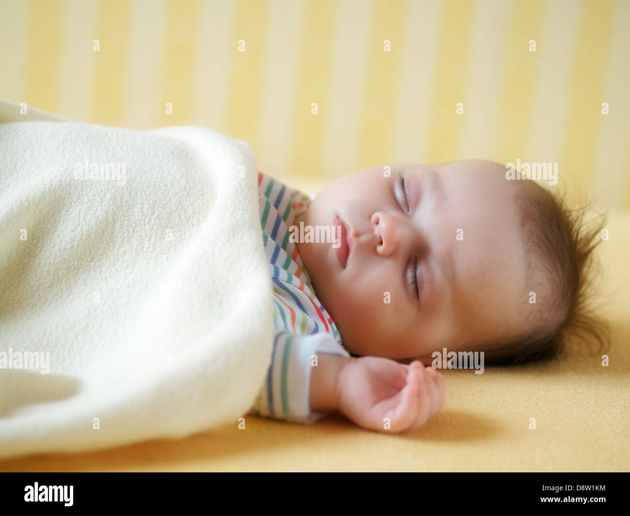 Sleeping four week old baby Stock Photo - Alamy