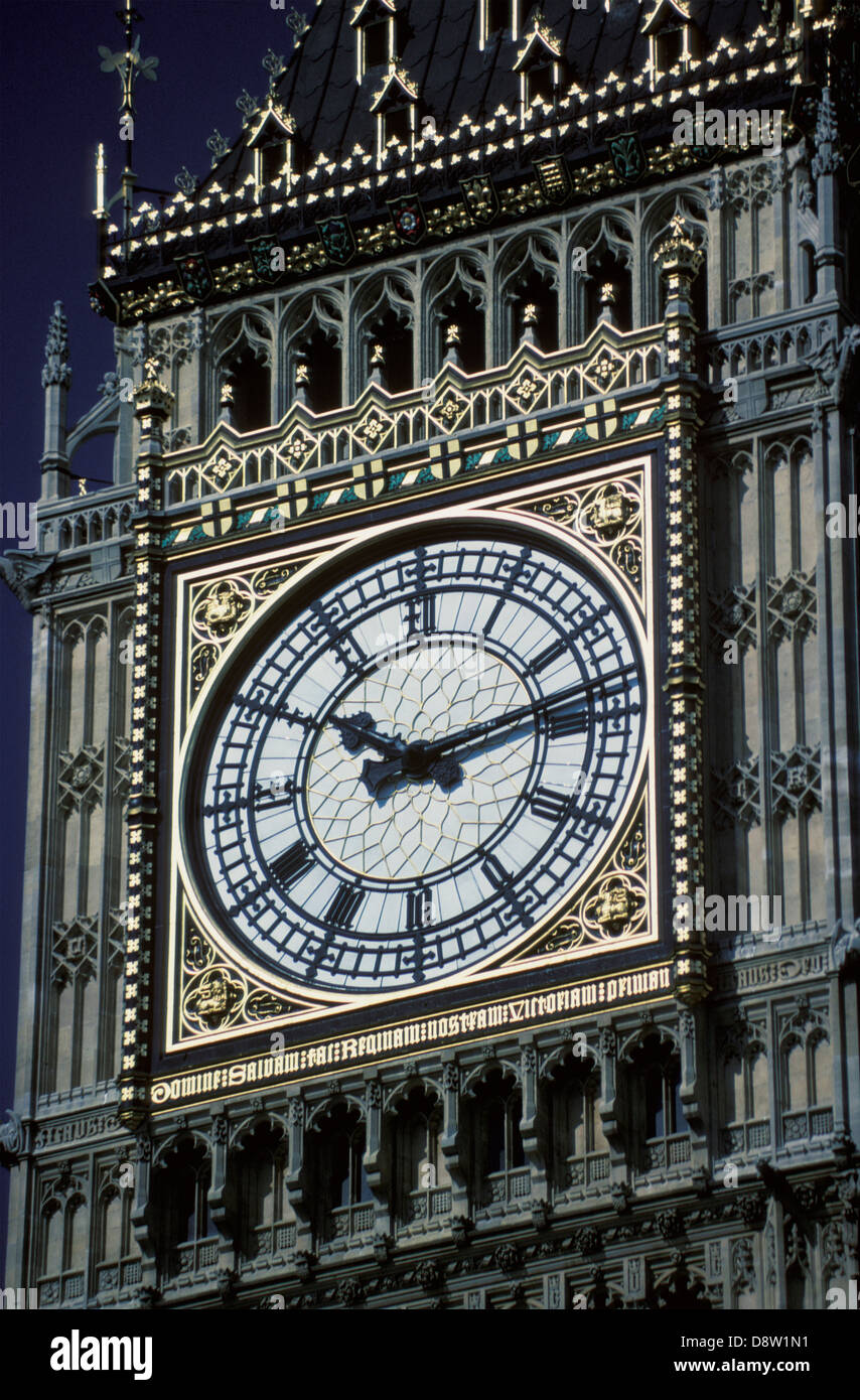 Close-up of east face of clock tower known as Big Ben at Houses of ...
