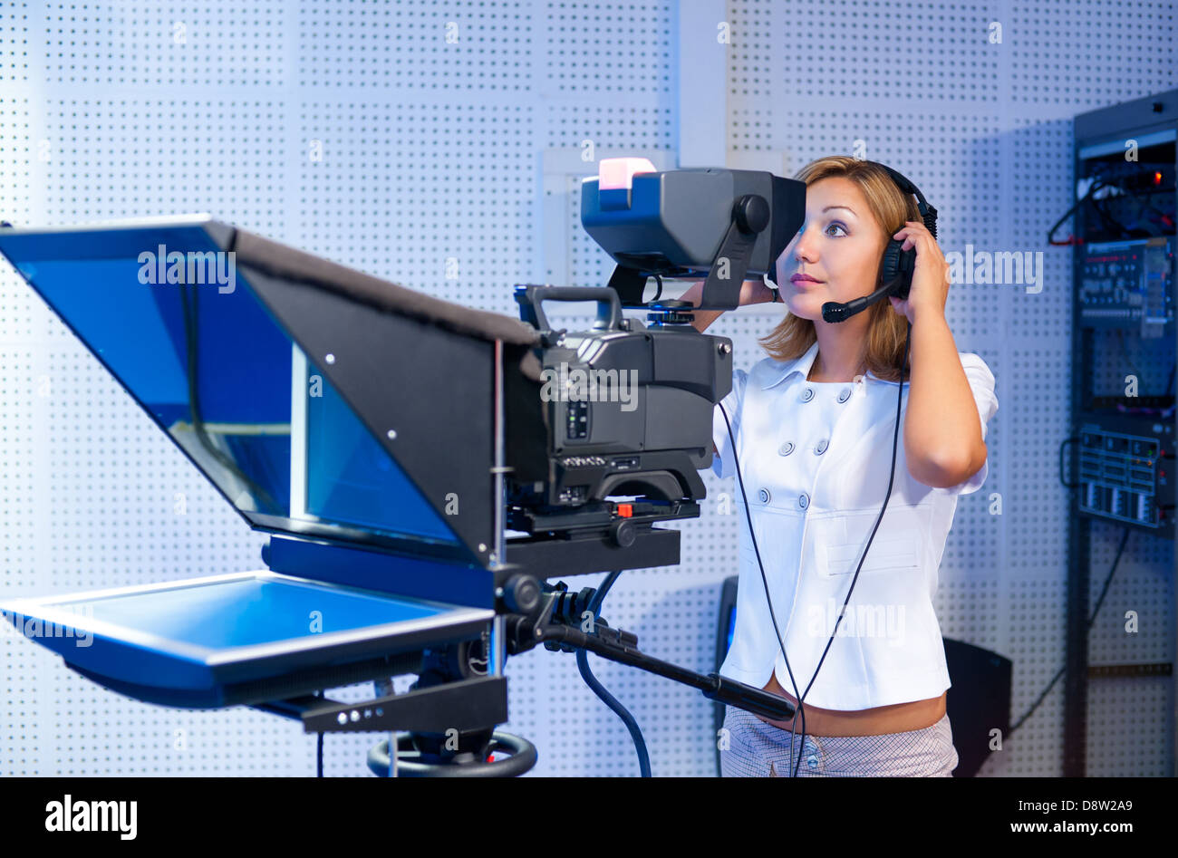 teleoperator at TV studio Stock Photo - Alamy