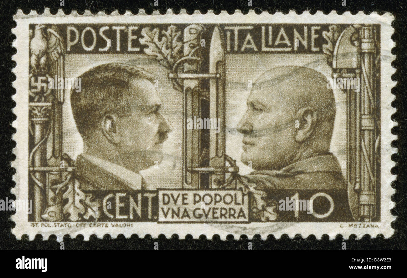 stamp with Hitler and Mussolini Stock Photo - Alamy