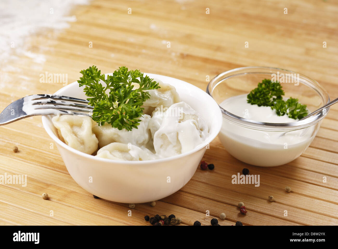 Fresh boiled meat dumplings Stock Photo - Alamy