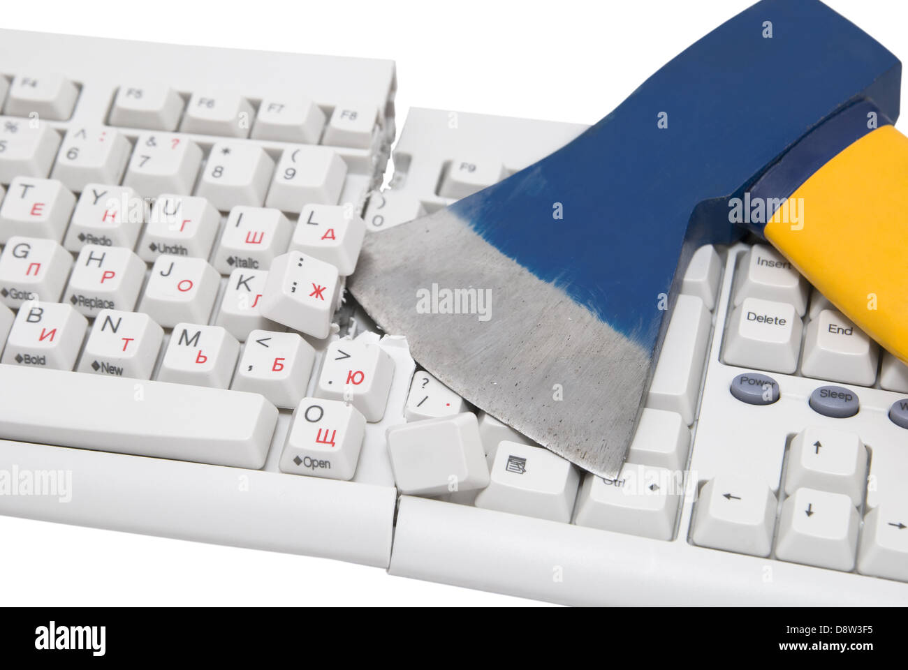 axe on broken keyboard Stock Photo - Alamy