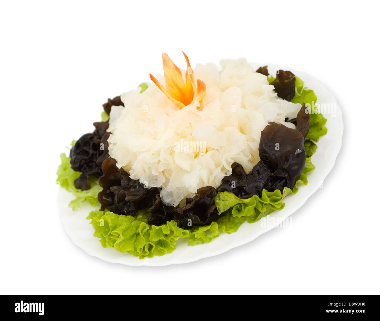 Chinese food. Timber fungi with lettuce, clipping path Stock Photo - Alamy