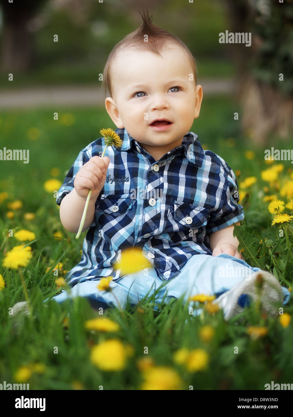 Outdoor baby in the spring Stock Photo - Alamy