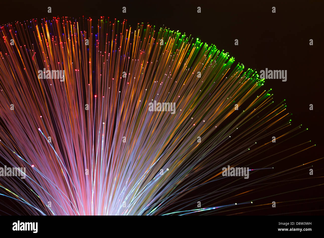 optical fibres dinamic flying from deep on technology background Stock ...