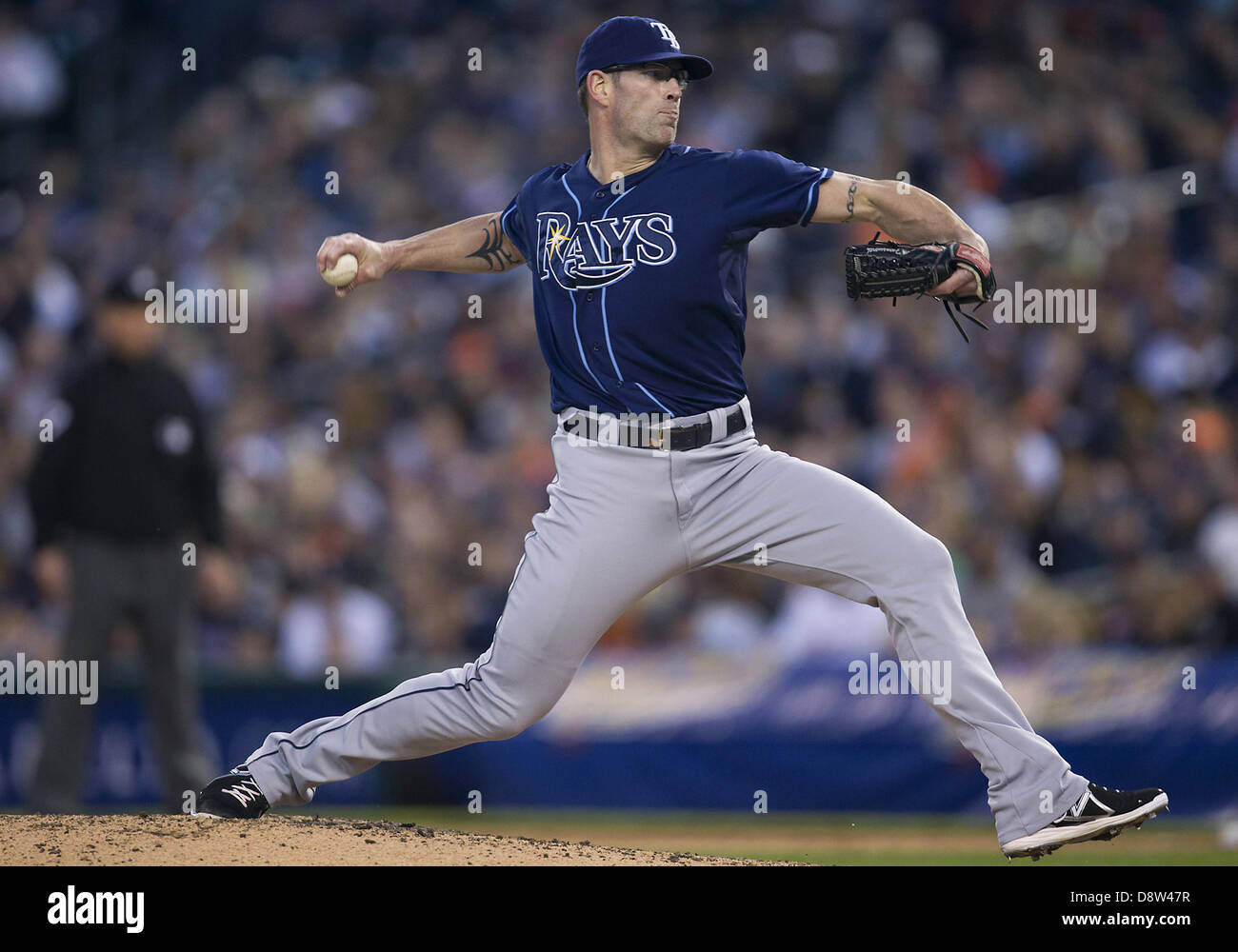 Detroit, Michigan, USA. 4th June 2013. Tampa Bay Rays relief pitcher ...