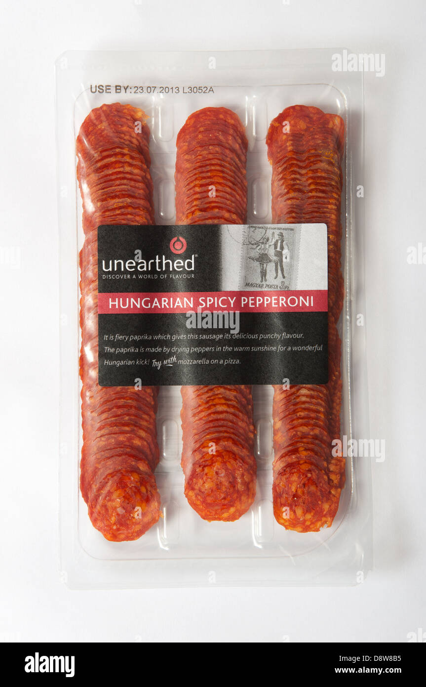 Unearthed Hungarian spicy pepperoni Stock Photo - Alamy