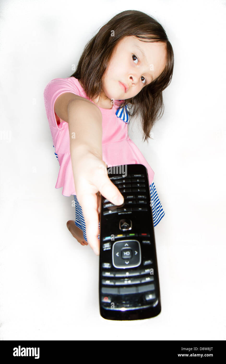 Asian child with remote control Stock Photo - Alamy