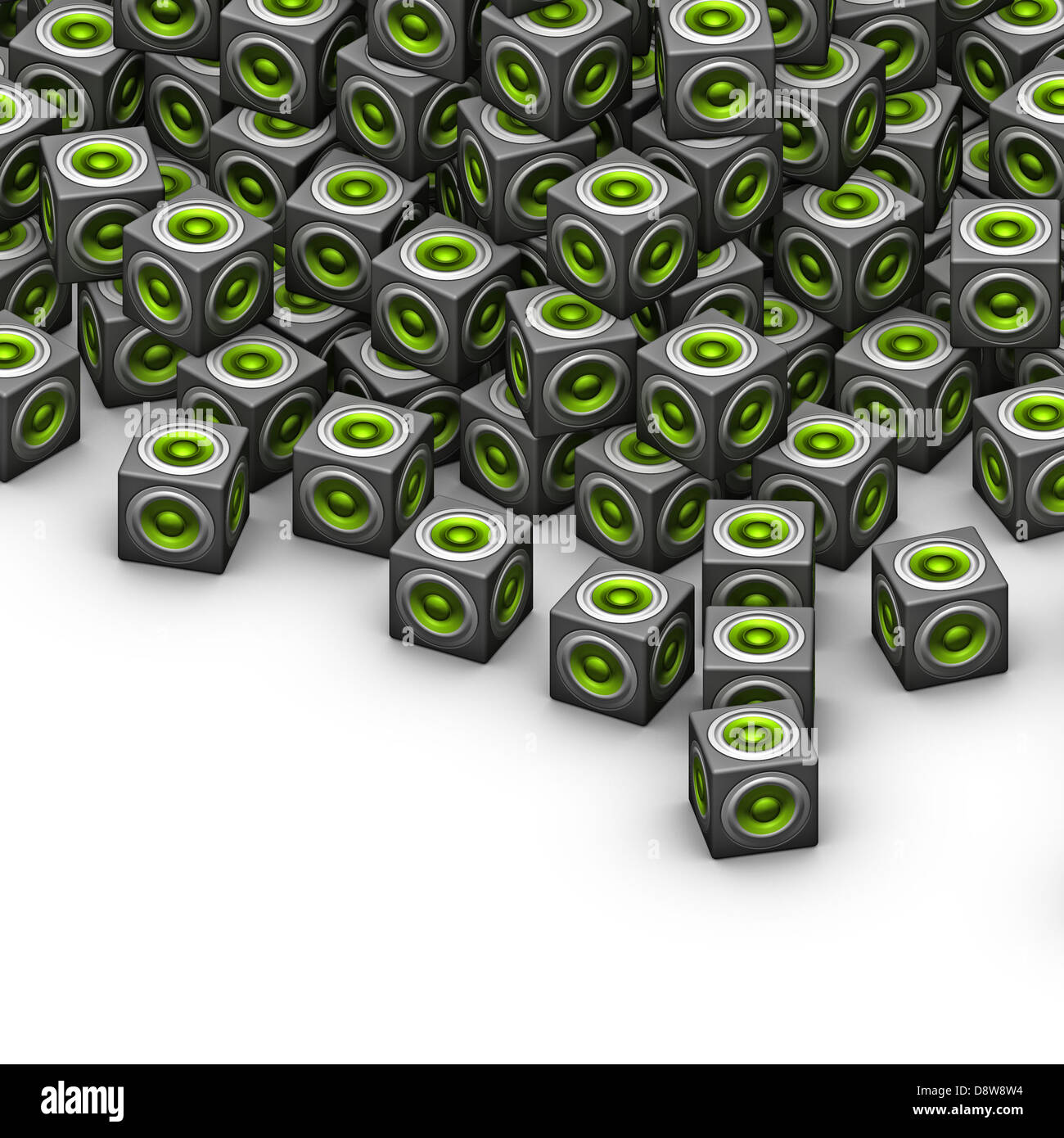 cubic green sound system woofer on white Stock Photo - Alamy