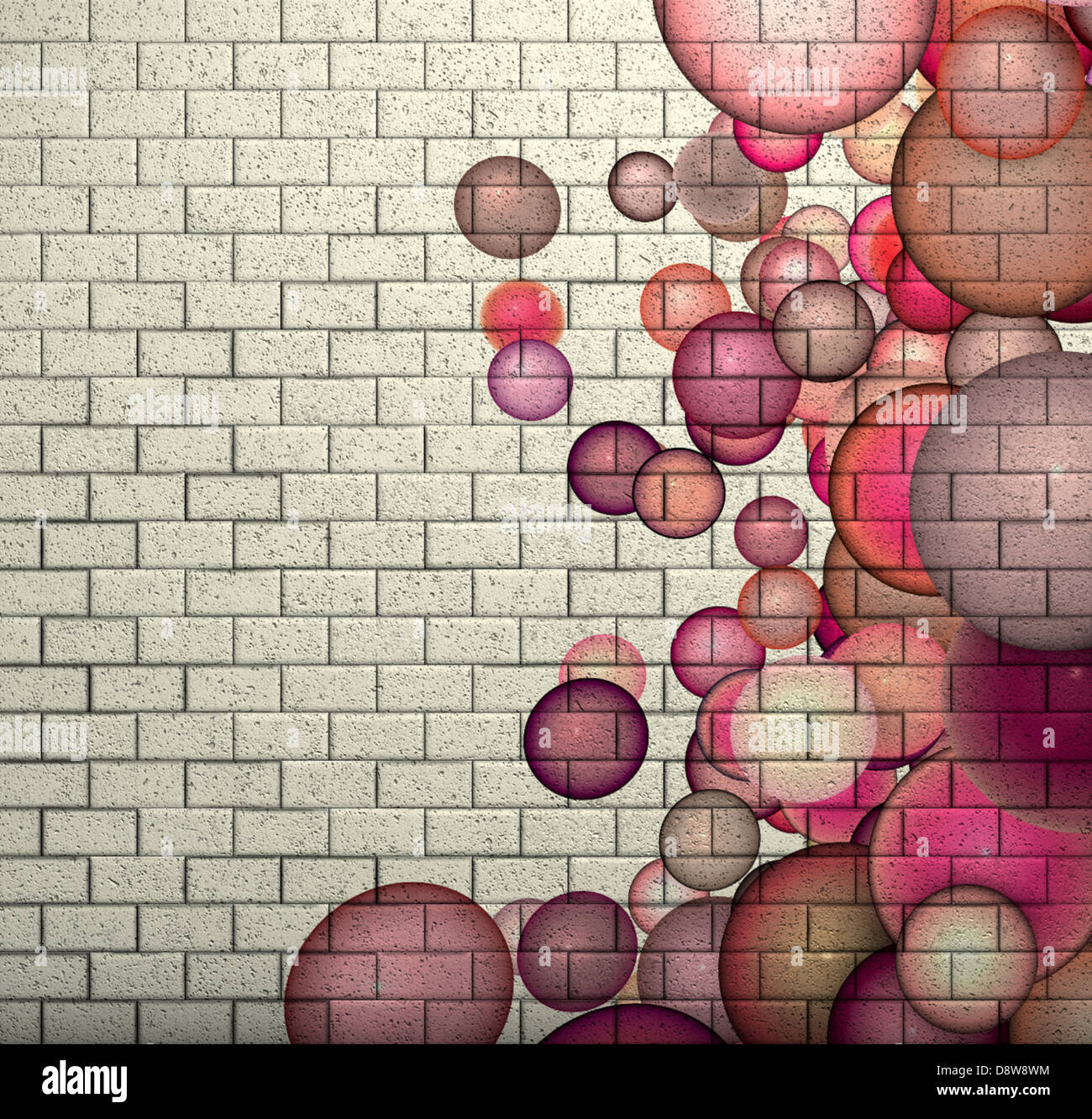 3d mosaic tile brick wall with pink bubble pattern Stock Photo - Alamy