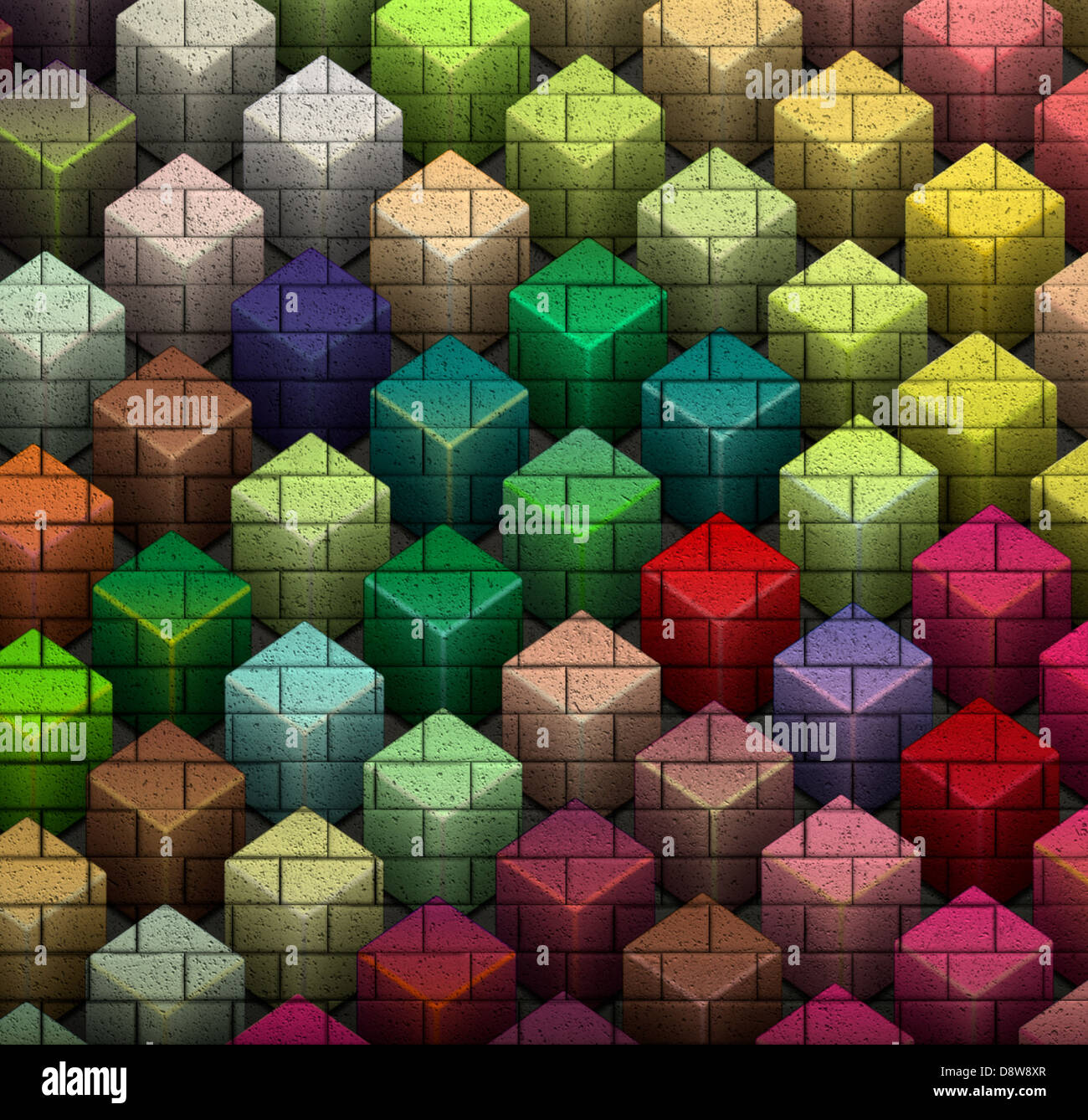 mosaic tile brick wall with color cube pattern Stock Photo - Alamy