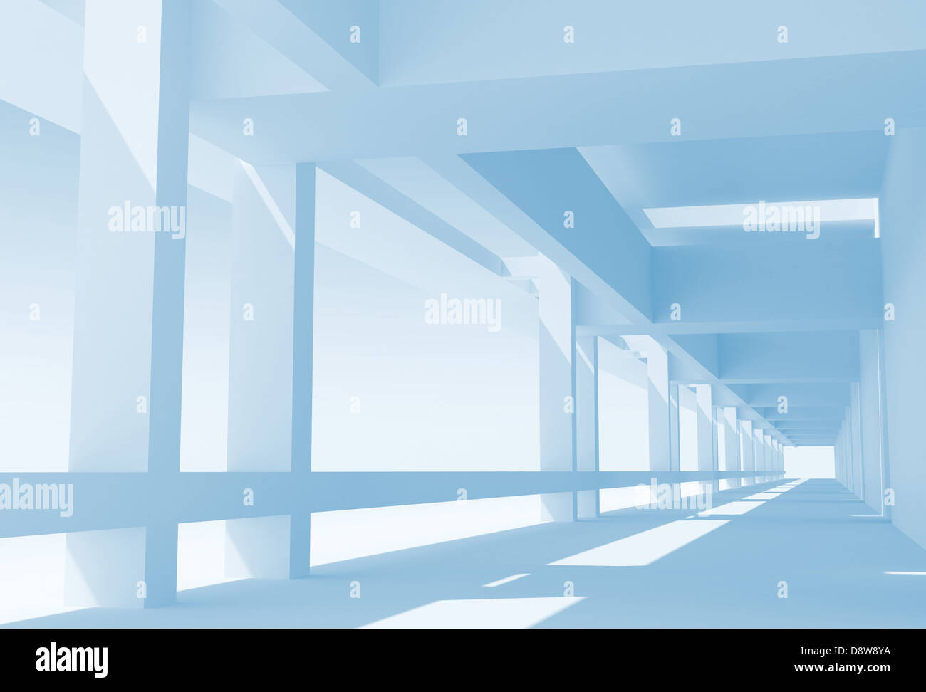 Abstract architecture 3d background with perspective view of blue ...