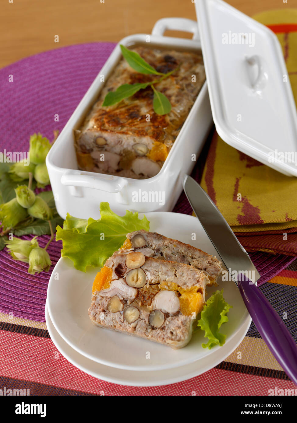 Rabbit and dried fruit terrine Stock Photo - Alamy