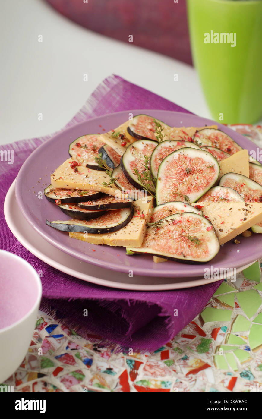 Fig carpaccio with foie gras Stock Photo - Alamy