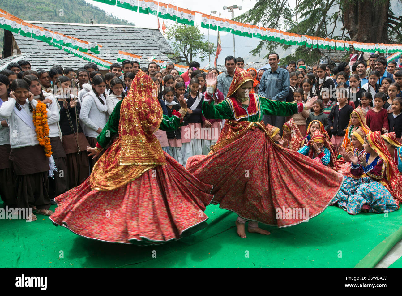 A troupe of Gaddi tribeswomen perform a local folk dance in the Chamba ...