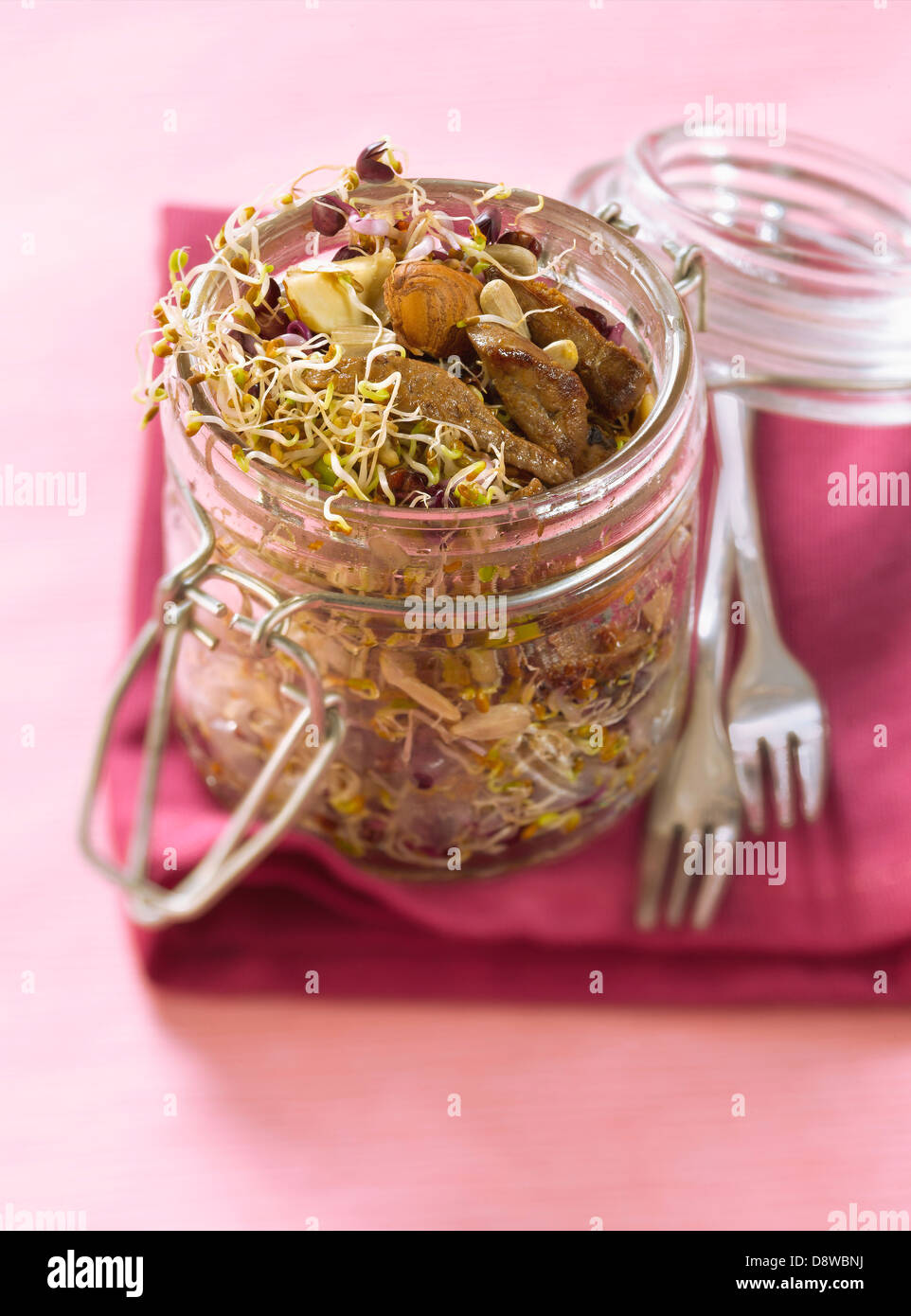 Mixed sprouts with foie gras Stock Photo - Alamy