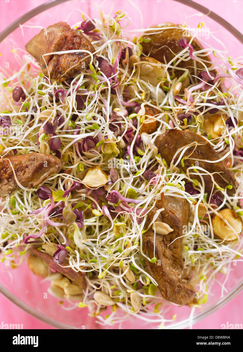 Mixed sprouts with foie gras Stock Photo - Alamy