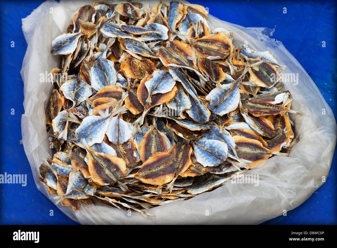 Dried fish on a stall at the market in Luang Prabang, Laos Stock Photo ...